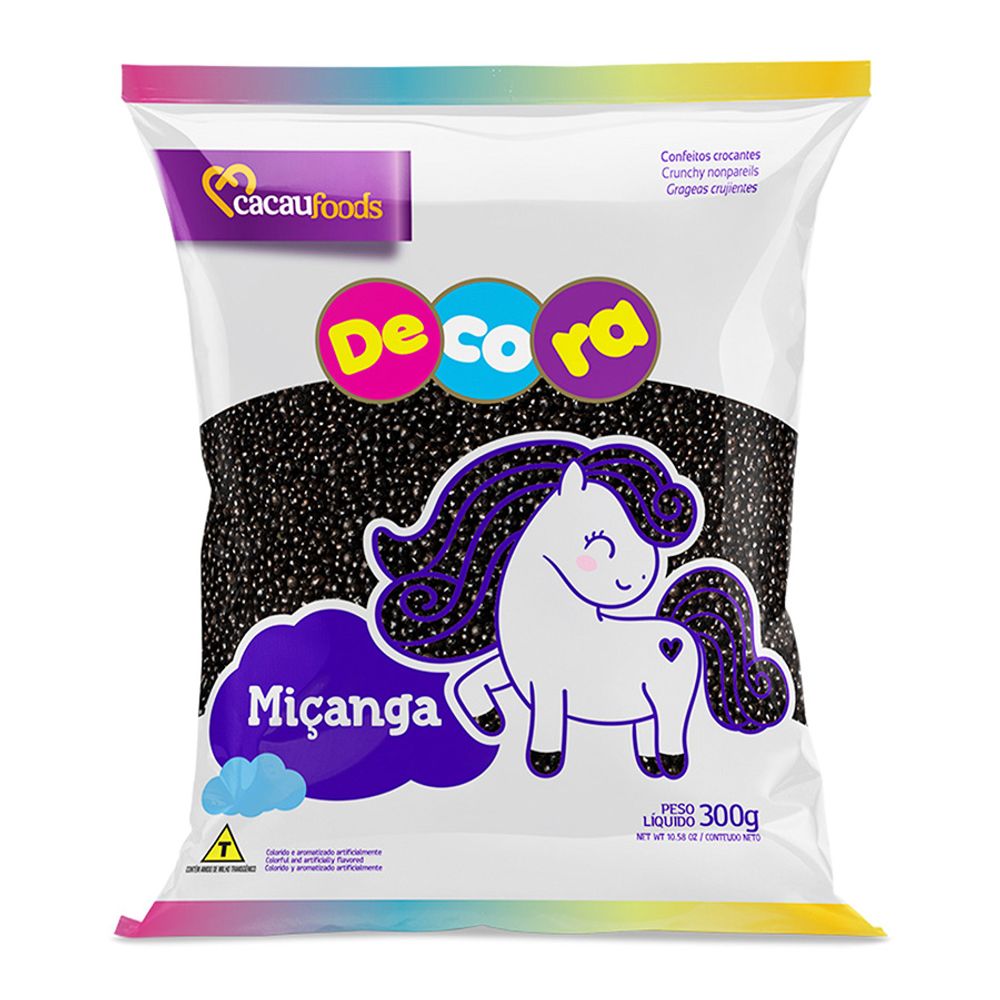 Confeito Miçanga Preto 300G CACAU FOODS - lojasantoantonio