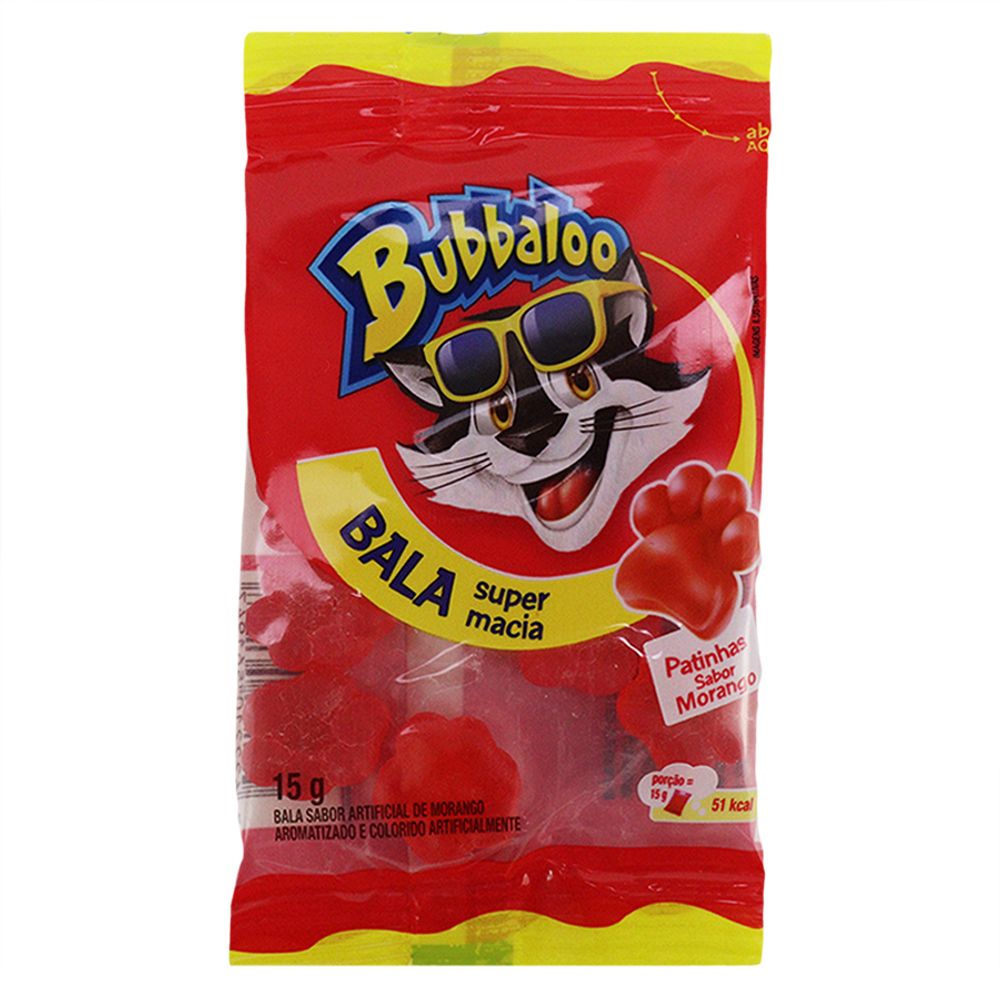 Bala Bubbaloo Morango 15G 12 Unidades MONDELEZ - lojasantoantonio